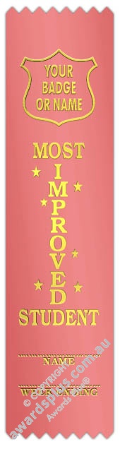 Ribbons :: Standard Size :: Most Improved Student with Award Detail Lines